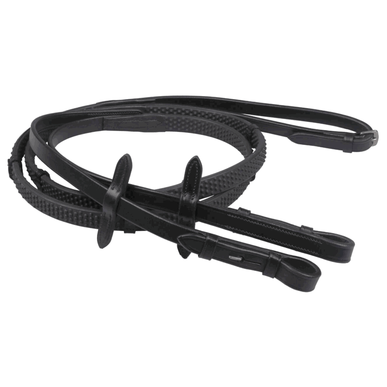 QHP Rubber Reins with Leather Bars | FUNDIS Equestrian